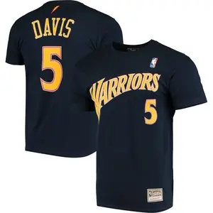 Mitchell & Ness Baron Davis Golden State Warriors Hardwood Classics Stitch Name & Number T-shirt - Navy