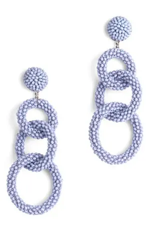 Deepa Gurnani Ember Beaded Drop Earrings - Violet