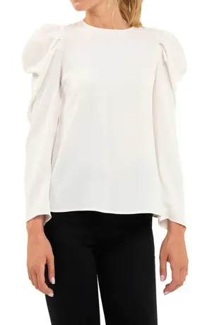 English Factory Puff Shoulder Top - White