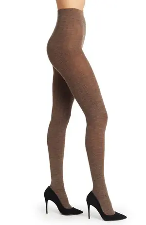 Swedish Stockings Ylva Organic Wool Blend Tights - Mid-brown