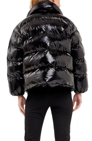 Endless Rose Belted Puffer Jacket - Black