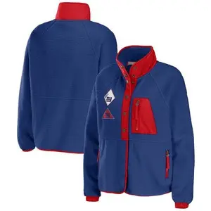 WEAR BY ERIN ANDREWS New York Giants Polar Fleece Raglan Full-snap Jacket - Royal