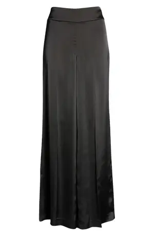 Anne Klein High Waist Wide Leg Satin Pants - Anne Black
