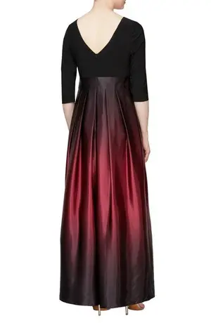 SL FASHIONS 3/4 Length Sleeve Ombre Dress - Fig