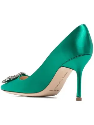 Manolo Blahnik 90mm Hangisi Pumps - Green