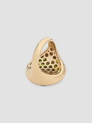 BEE GODDESS Honey 14k Rose Gold Topaz & 0.06 Tcw Diamond Honeycomb Ring