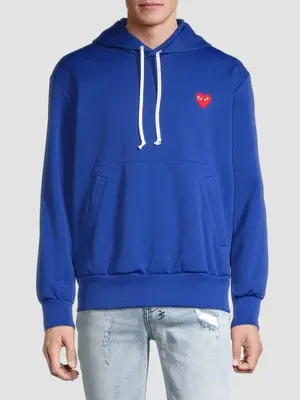 Play Comme Des Garcon Red Heart Pullover Hoodie Sweatshirt - Navy