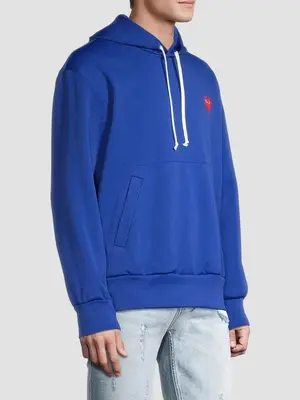 Play Comme Des Garcon Red Heart Pullover Hoodie Sweatshirt - Navy