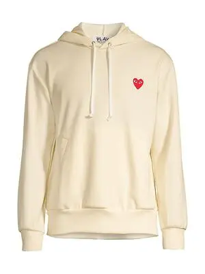 Play Comme Des Garcon Red Heart Pullover Hoodie Sweatshirt White