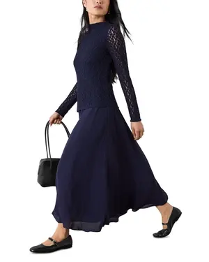 Whistles Mixed Media Drop Waist Dress