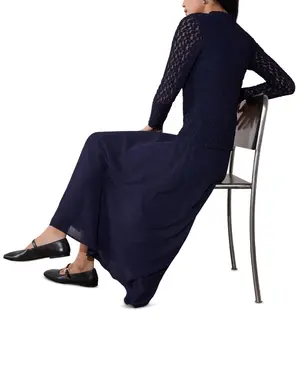 Whistles Mixed Media Drop Waist Dress