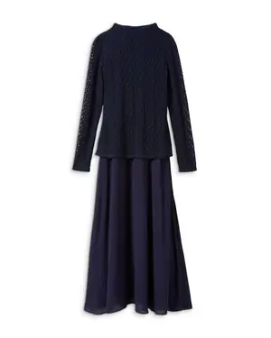 Whistles Mixed Media Drop Waist Dress
