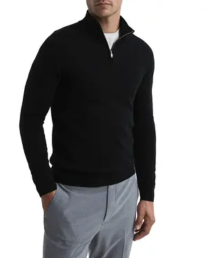 REISS Merino Funnel Neck Pullover - Black