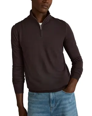 REISS Merino Funnel Neck Pullover - Dark Bordeaux
