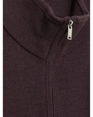REISS Merino Funnel Neck Pullover - Dark Bordeaux