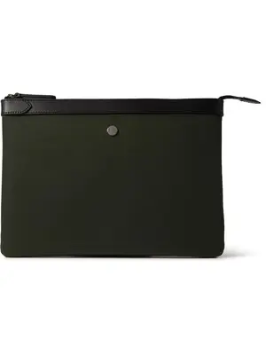 MISMO Large Leather-trimmed Nylon Pouch