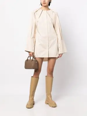 Goen.j Long-sleeve Mini Shirt Dress - Neutrals