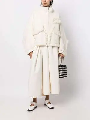 Goen.j Stand-collar Tweed Bomber Jacket - White