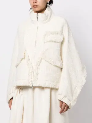 Goen.j Stand-collar Tweed Bomber Jacket - White