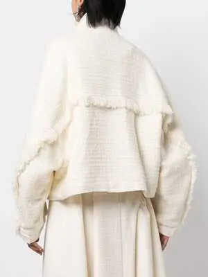 Goen.j Stand-collar Tweed Bomber Jacket - White