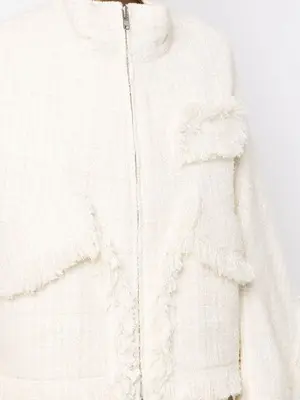 Goen.j Stand-collar Tweed Bomber Jacket - White