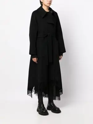 Goen.j Double-faced Fringed Coat - Black
