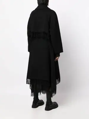 Goen.j Double-faced Fringed Coat - Black
