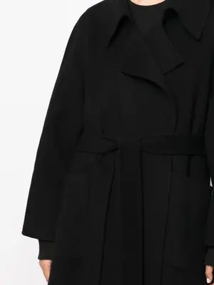Goen.j Double-faced Fringed Coat - Black