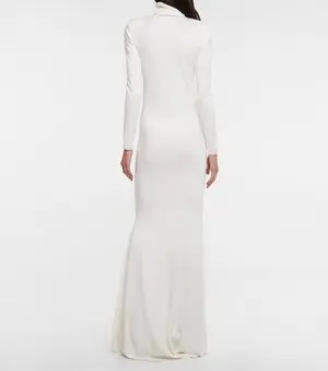 Saint Laurent High-neck Wool Maxi Dress