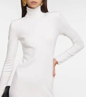 Saint Laurent High-neck Wool Maxi Dress