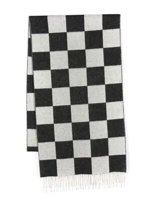 Amiri Checkerboard-pattern Knit Scarf - Black