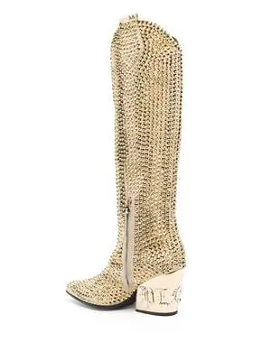 Philipp Plein Strass Cowboy Calf-length Boots