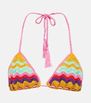 Anna Kosturova Crochet Cotton Bikini Top - Multicoloured