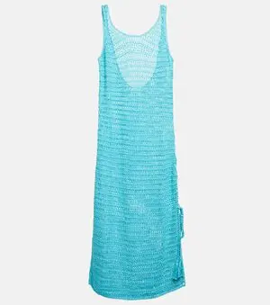 Anna Kosturova Athena Crochet Cotton Midi Dress - Blue