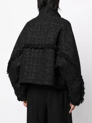 Goen.j Stand-collar Tweed Bomber Jacket - Black