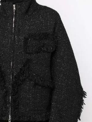 Goen.j Stand-collar Tweed Bomber Jacket - Black