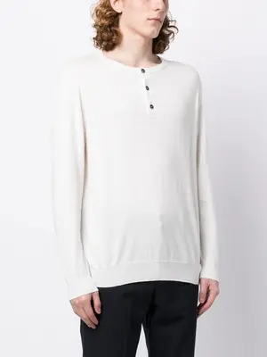 N.peal Button-placket Knit Jumper - White
