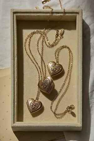 Free People Free People Monogram Heart Locket Pendant Necklace A