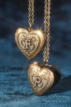 Free People Heart Locket Pendant Monogram Necklace - F