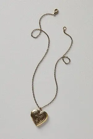 Free People Free People Monogram Heart Locket Pendant Necklace K