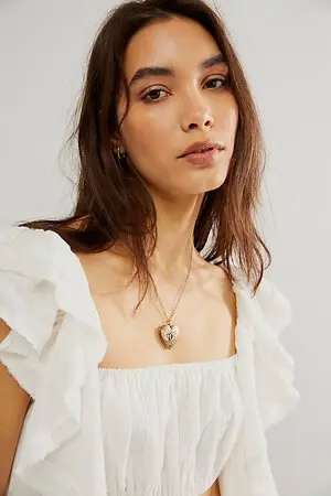 Free People Free People Monogram Heart Locket Pendant Necklace O
