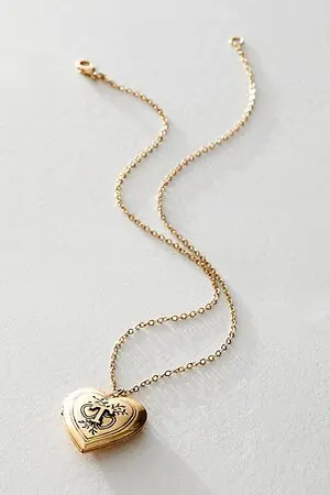 Free People Free People Monogram Heart Locket Pendant Necklace T