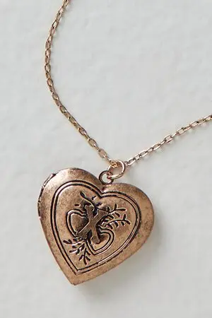 Free People Monogram Heart Locket Pendant Necklace - X