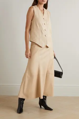 BY MALENE BIRGER Floela Paneled Leather Midi Skirt