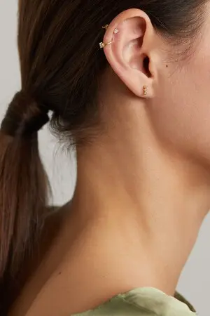 JENNIFER MEYER Cartilage 18-karat Diamond Hoop Earrings