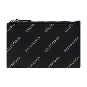 Balenciaga Cash Large Long Coin And Card Holder With Reflective Allover Logo Black_l_reflective