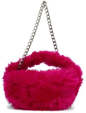 By Far BY FAR Pink Shearling Baby Cush Bag - Fch Fuchsia