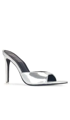 BLACK SUEDE STUDIO Brea Mule In Metallic Silver - Silver Mirror Metallic
