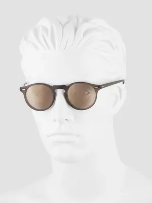 BRUNELLO CUCINELLI & OLIVER PEOPLES Gregory Peck 50mm Phantos Round Sunglasses - Grey