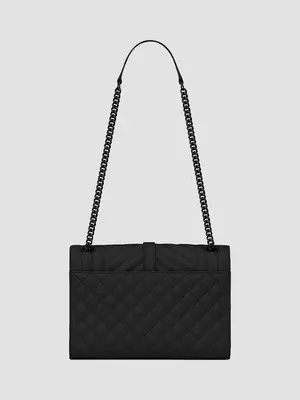 Saint Laurent Envelope Monogram Matelassé Leather Shoulder Bag - Black